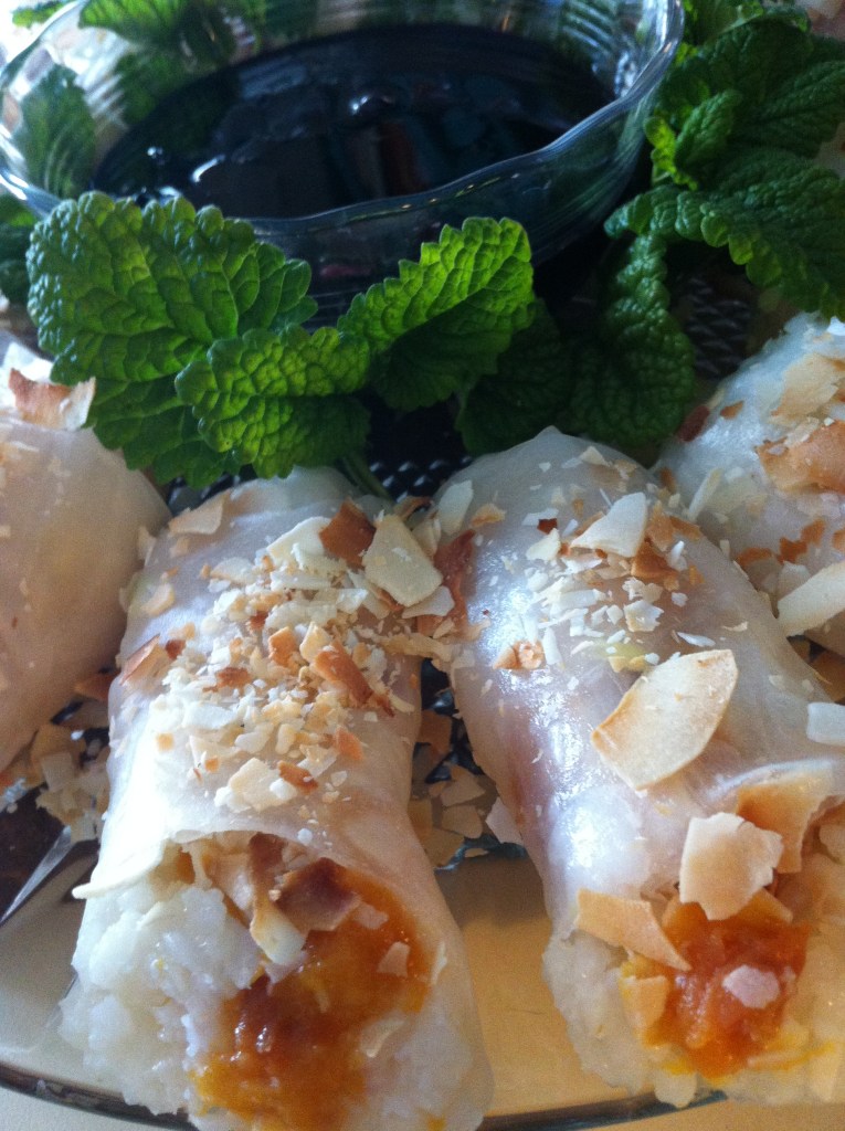 Coconut Rice, Peach and Ginger Dessert Spring Rolls – Pachamama's ...