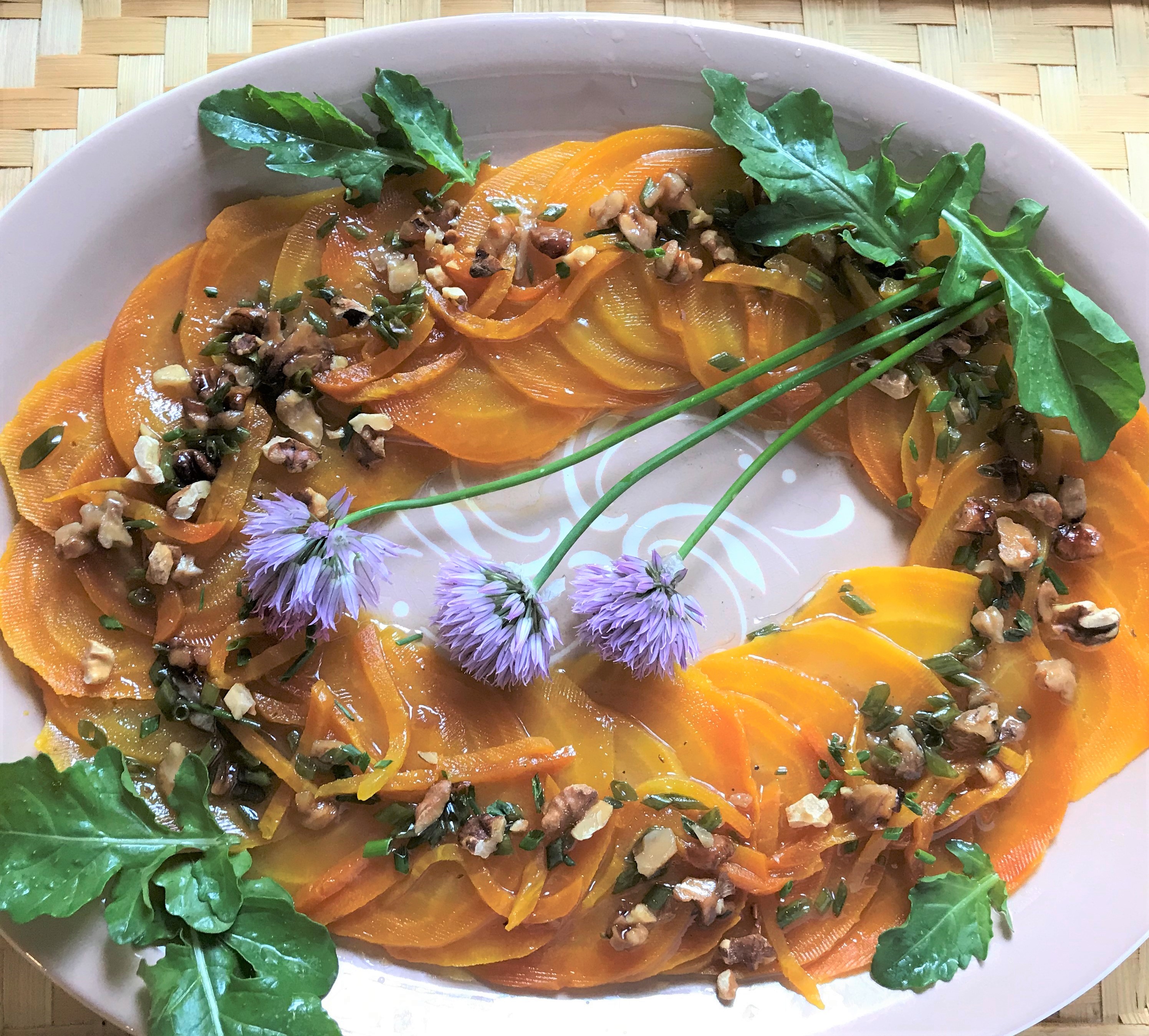 Roast Golden Beet Carpaccio with Walnut Sherry Vinaigrette – Pachamama ...
